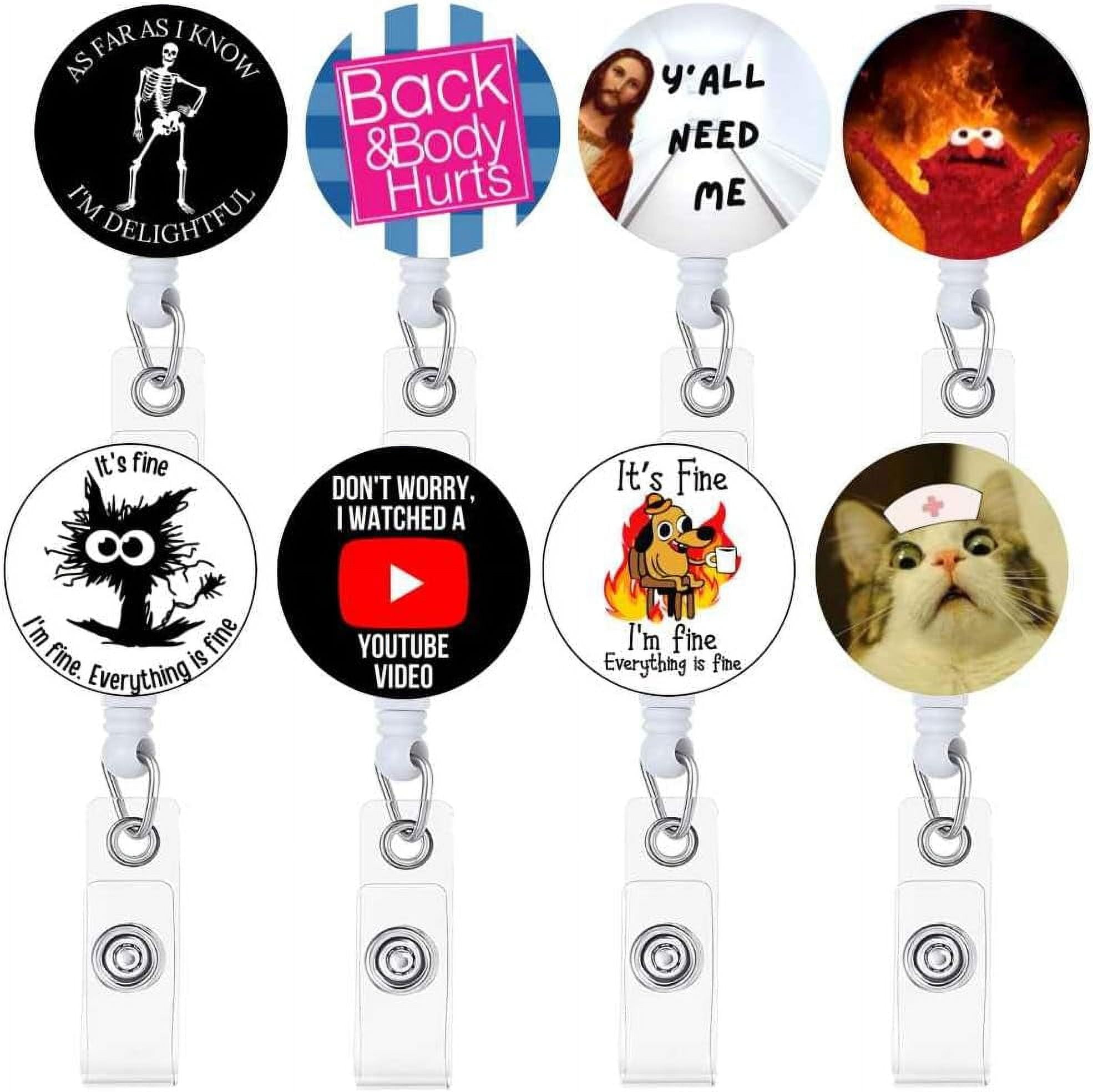 YJ Premiums 8pcs Funny Retractable Badge Reels for Nurses ID Tag Holder ... YJ Premiums 8pcs Funny Retractable Badge Reels for Nurses ID Tag Holder ...