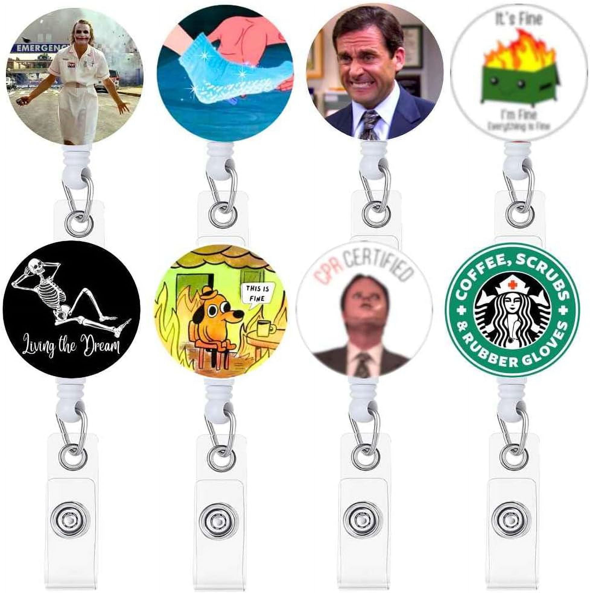 YJ PRMIUMS 8pcs Funny Badge Reel Retractable for Nurse, Nurses ...