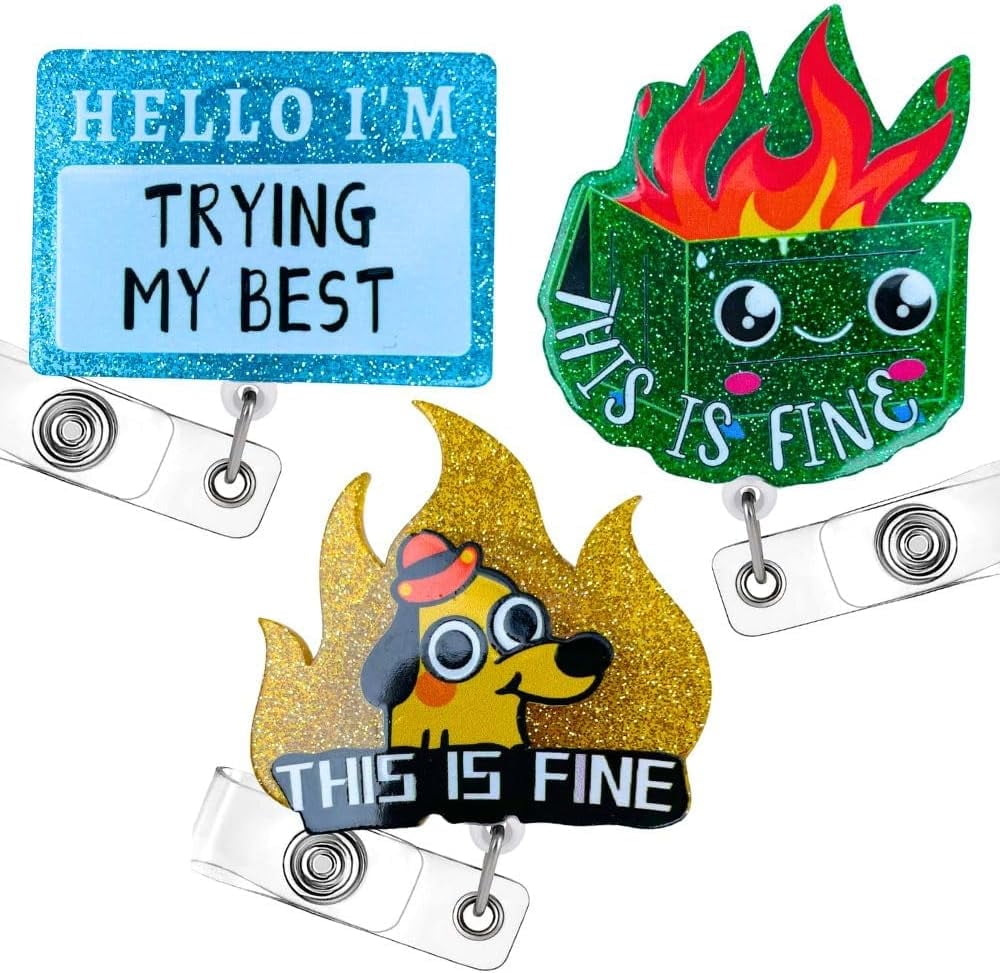 YJ Premiums 3 PC Funny Badge Reel Retractable with ID Name Tag Card for ...