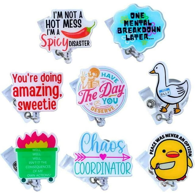 YJ Premiums Nurse Clips Holder RN, 8pc Funny Badge Reel ID Card Name ...