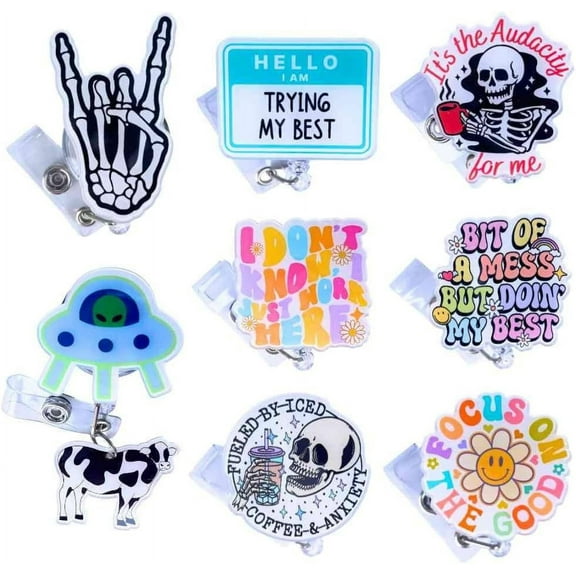 CNA Nurse Badge Reel Buddy Set - Retractable ID Clip Holder, Cute Cow ...