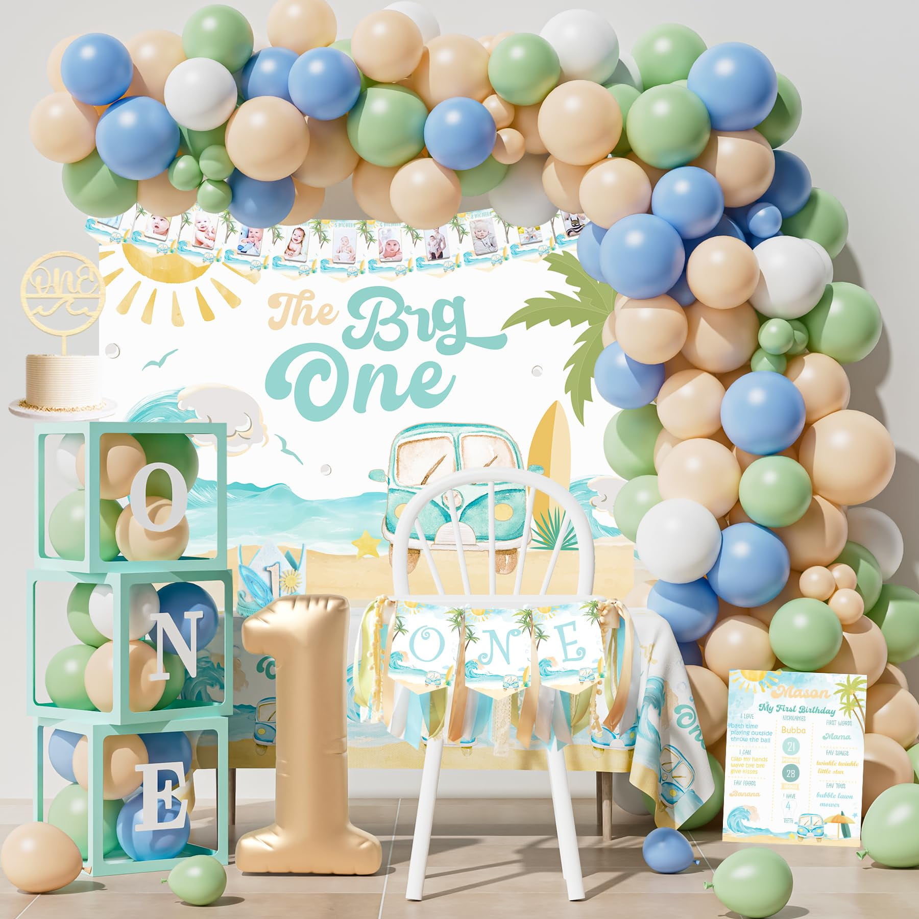 YJDFWAUT The Big One First Birthday Decorations, Surf 1st Birthday ...