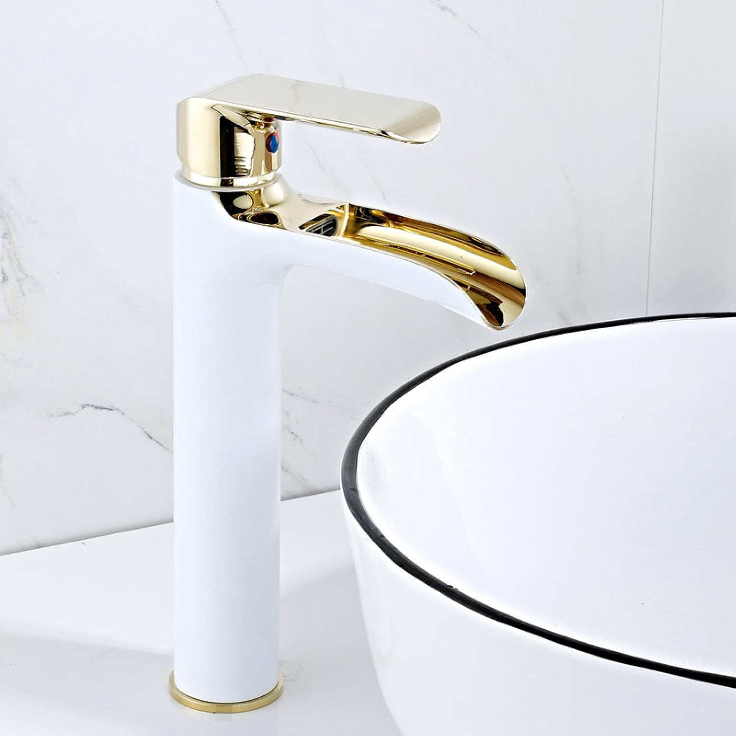 YJEGTWJA Waterfall Sink Faucet Bathroom, Hot and Cold Water Mixer Tap ...