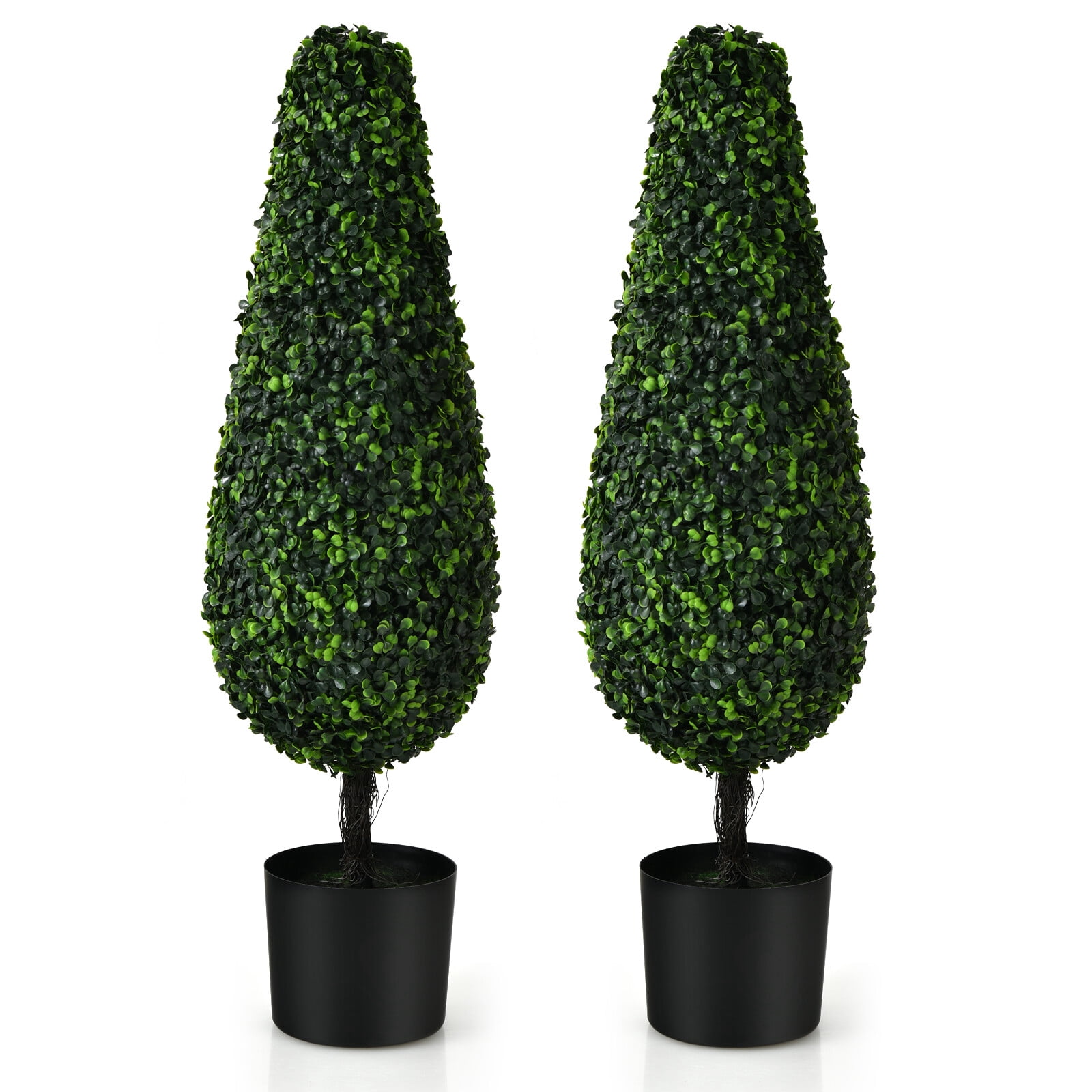 YJETYH 2 Pack 3 'Artificial Tower Topiary Tree, UV resistant indoor and ...