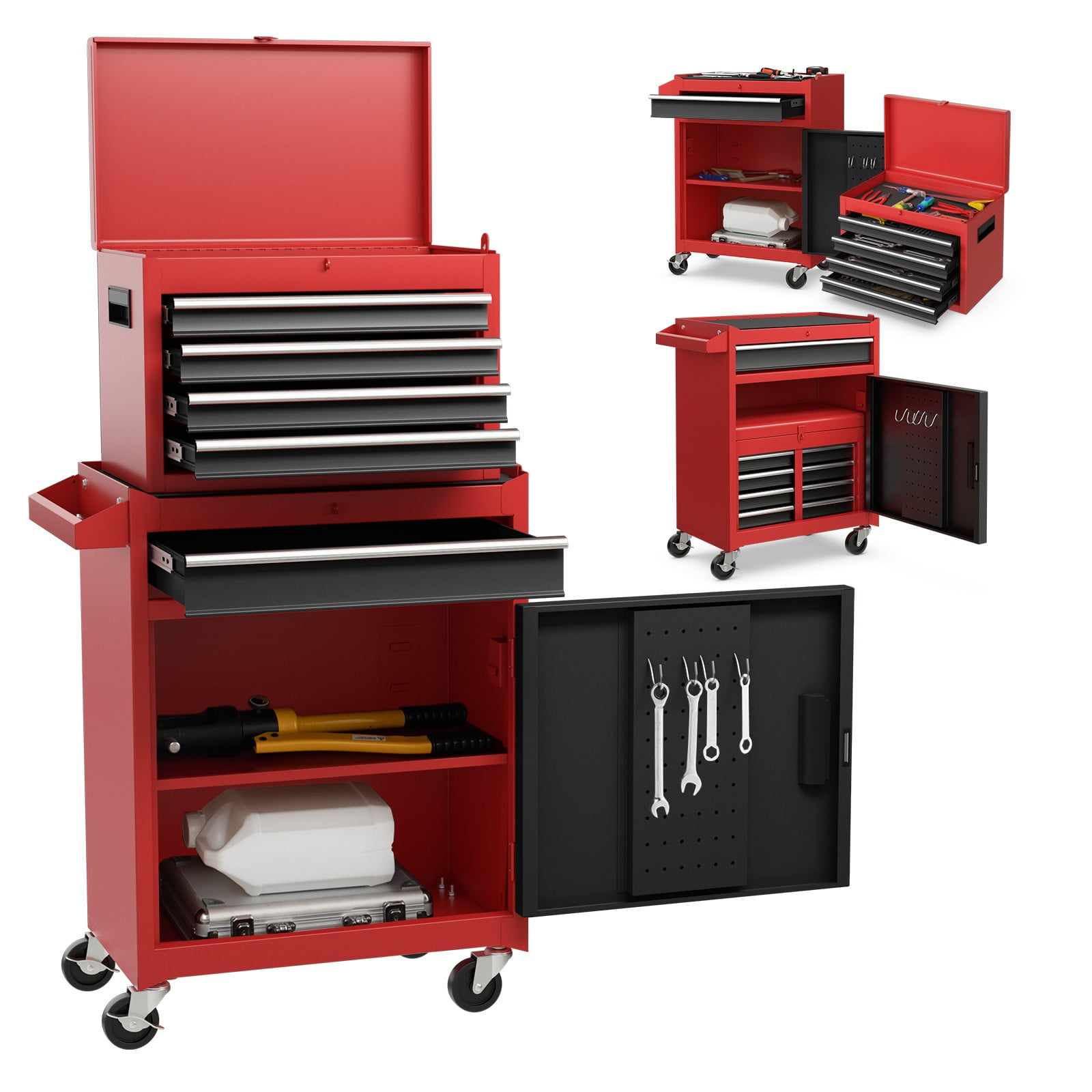 YJETYH 2-in-1 movable tool storage box with 5 layers of sliding drawers (Sliding Drawer) Tool ...