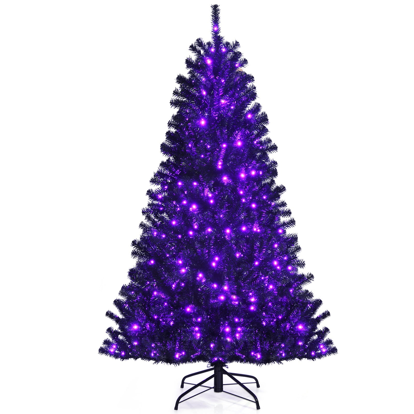 YJETYH 6-foot pre hung black artificial Christmas tree with 680 PVC ...