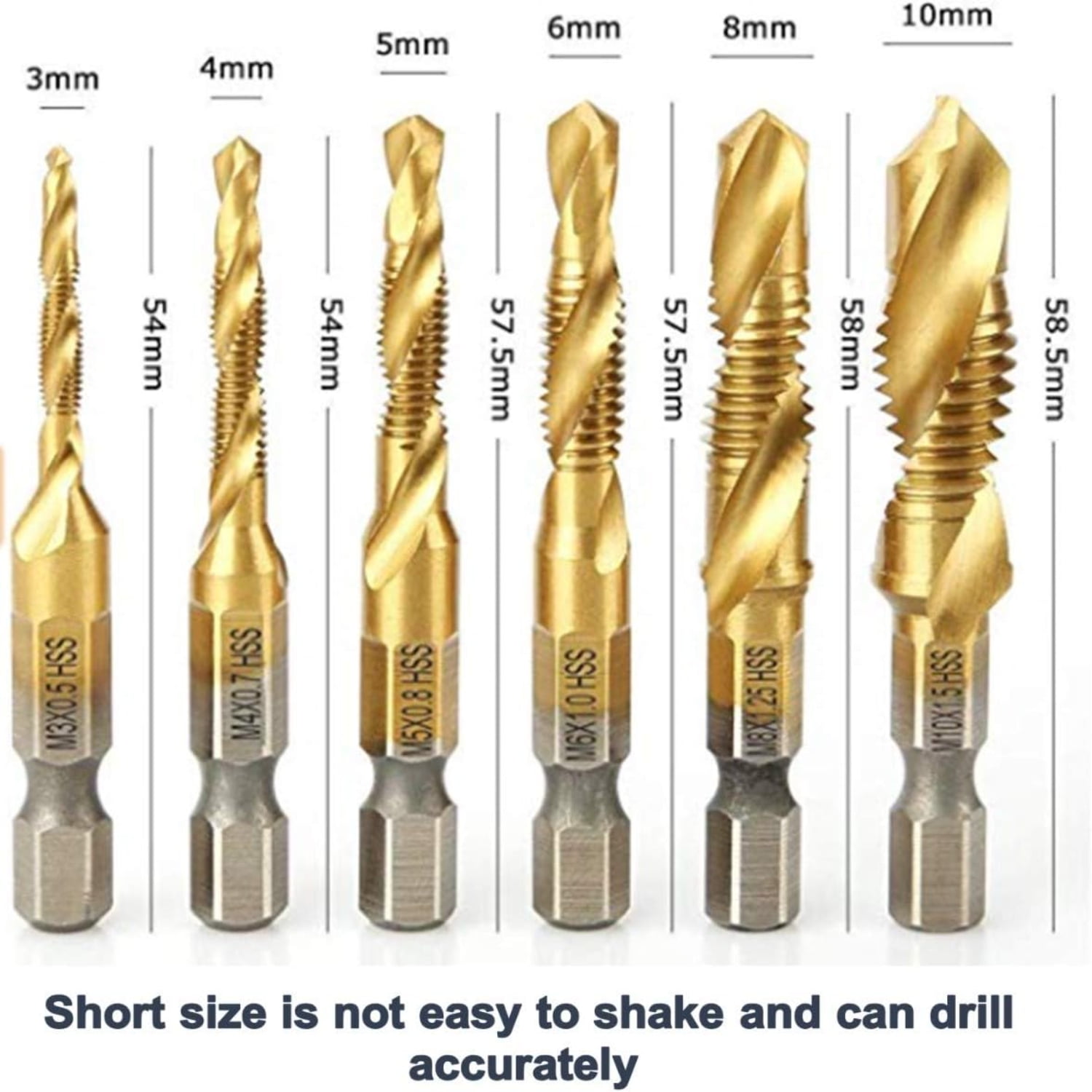 YJHBCYWM High Quality Complete 6 Pack Titanium Combination Metric Drill ...