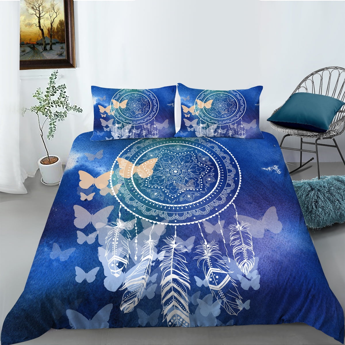 YJHDM 3D Butterfly Dream Catcher Bedding Set Good Dream Theme Duvet ...