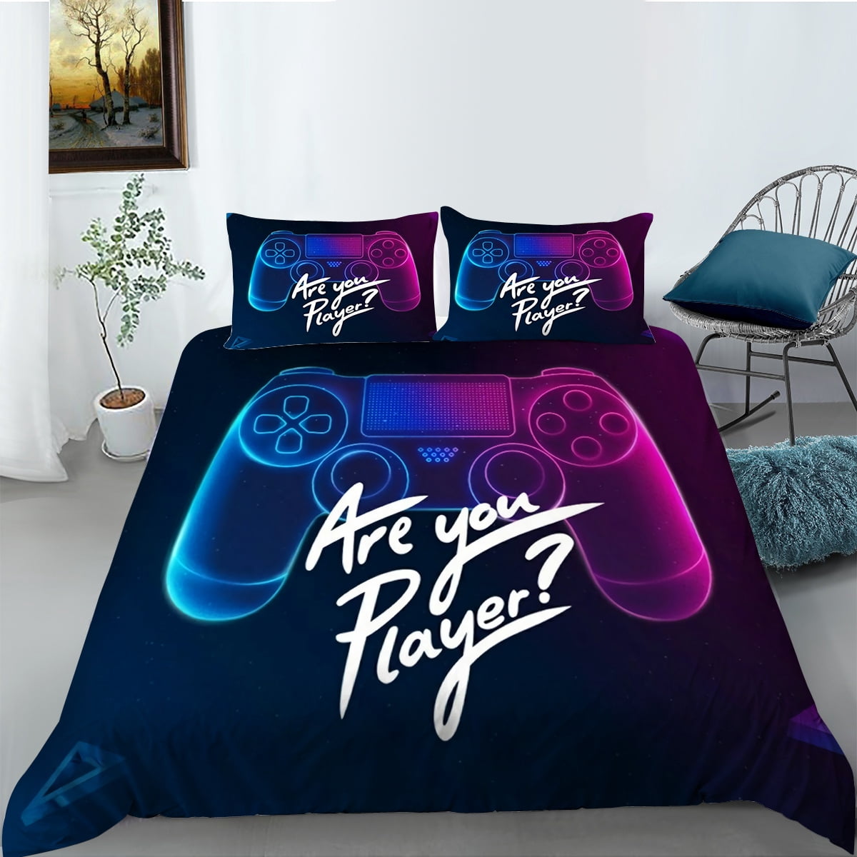 YJHDM 3D Game Controller Bedding Set Player Down Duvet Cover Pillowcase ...
