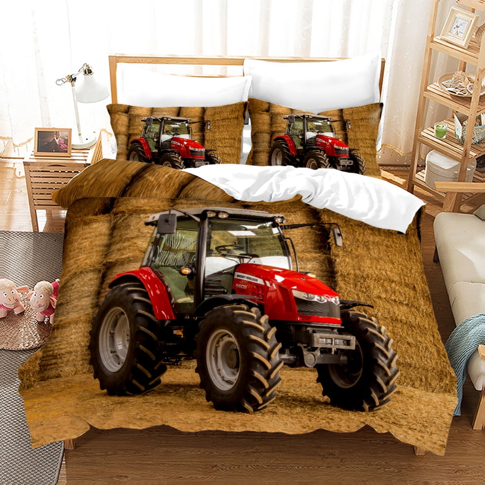 YJHDM Agricultural Vehicle Bedding Set 3D Tractor Duvet Cover Pillow ...