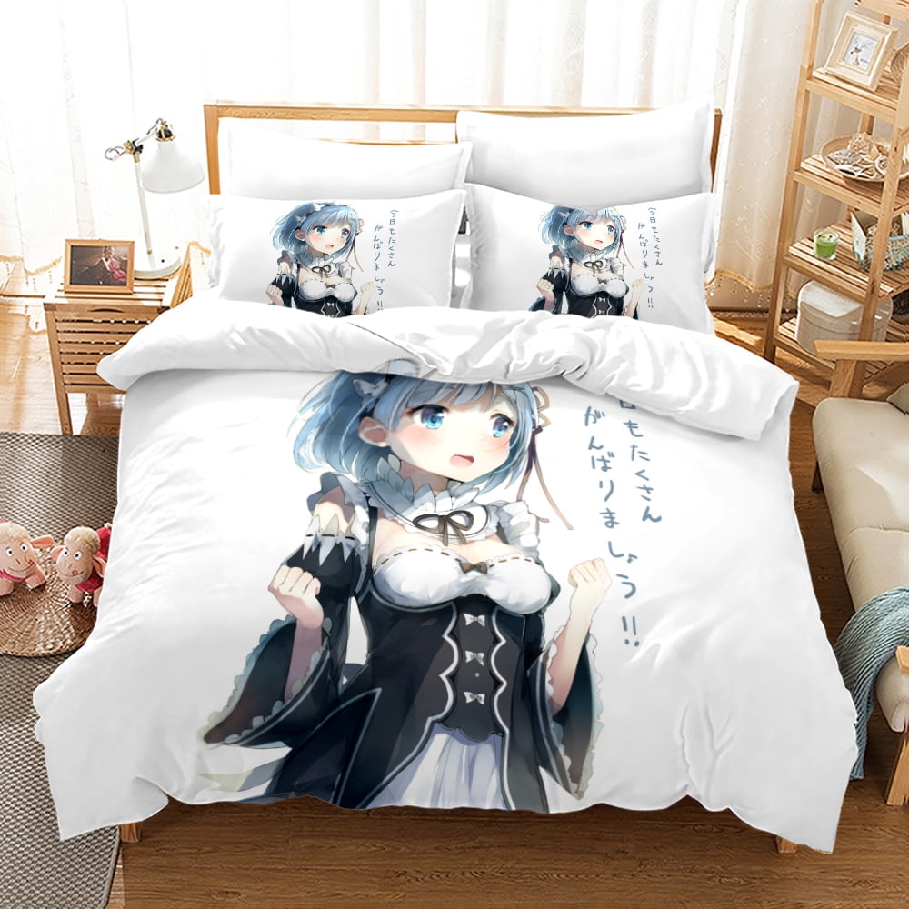 YJHDM Anime Fan Room Bedding Set 3D Lolita Beauty Down Duvet Cover ...