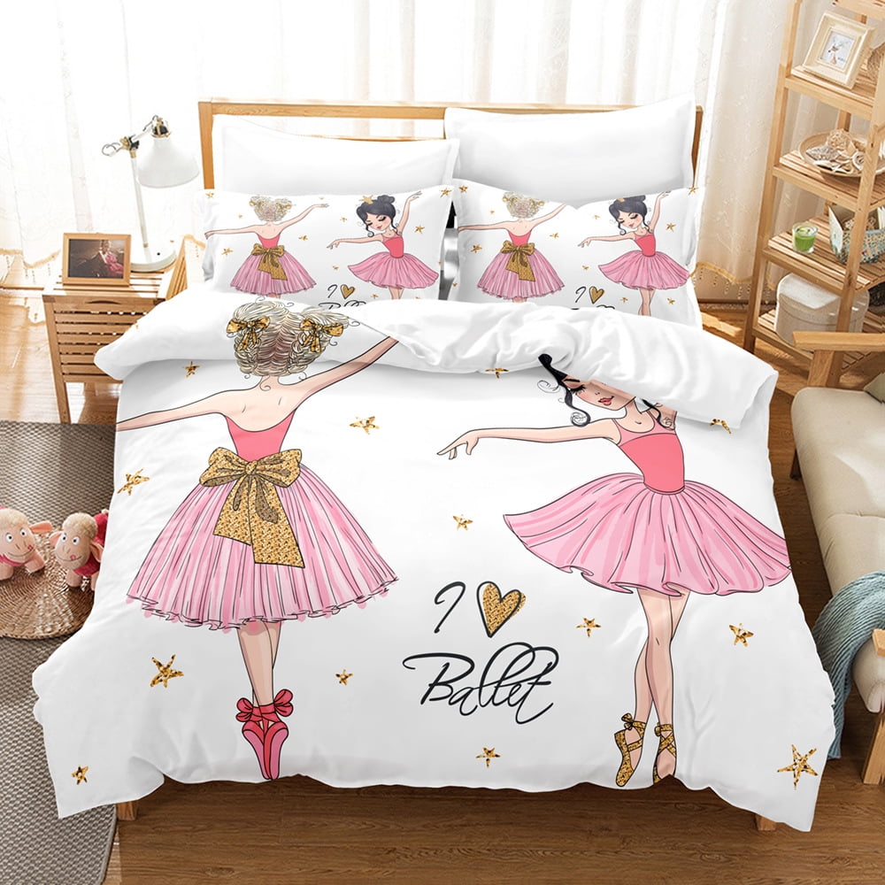 YJHDM Ballet Girls Bedding Set 3D Dancing Girls Duvet Cover Pillowcase ...