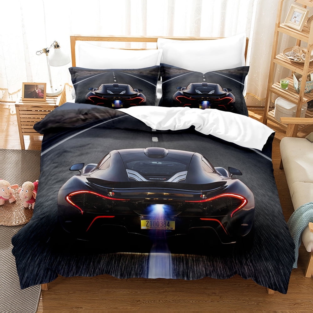YJHDM Black Sports Car Pattern 3D Bedding Set Boy Teens Racing Driver ...