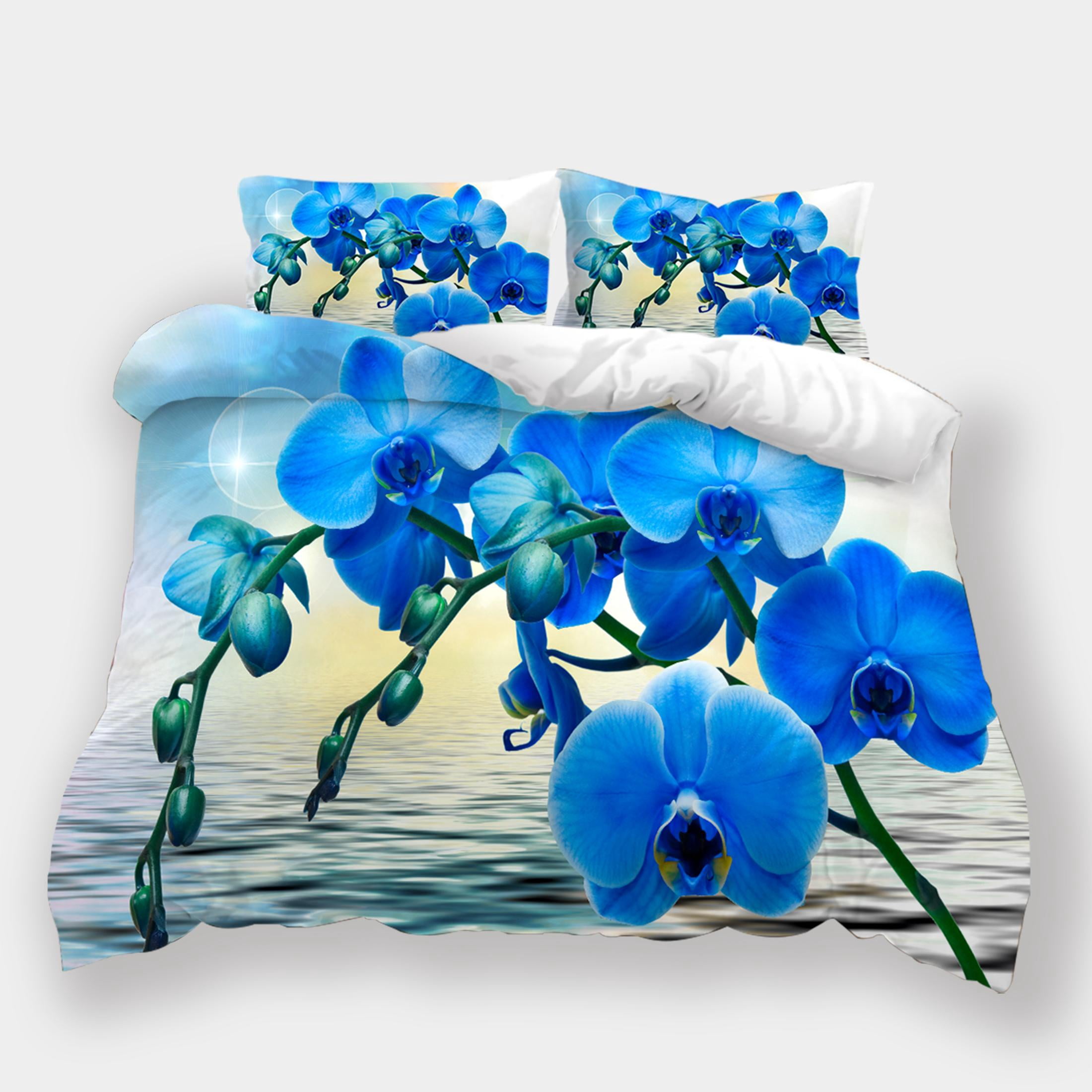 YJHDM Blue Flower Bedding Set 3D Adult Women Duvet Cover Pillow Case 2 ...