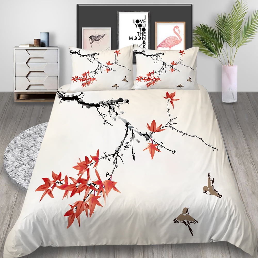 YJHDM Chinese Style Bedding Set 3D Flower White Duvet Cover Pillowcase ...