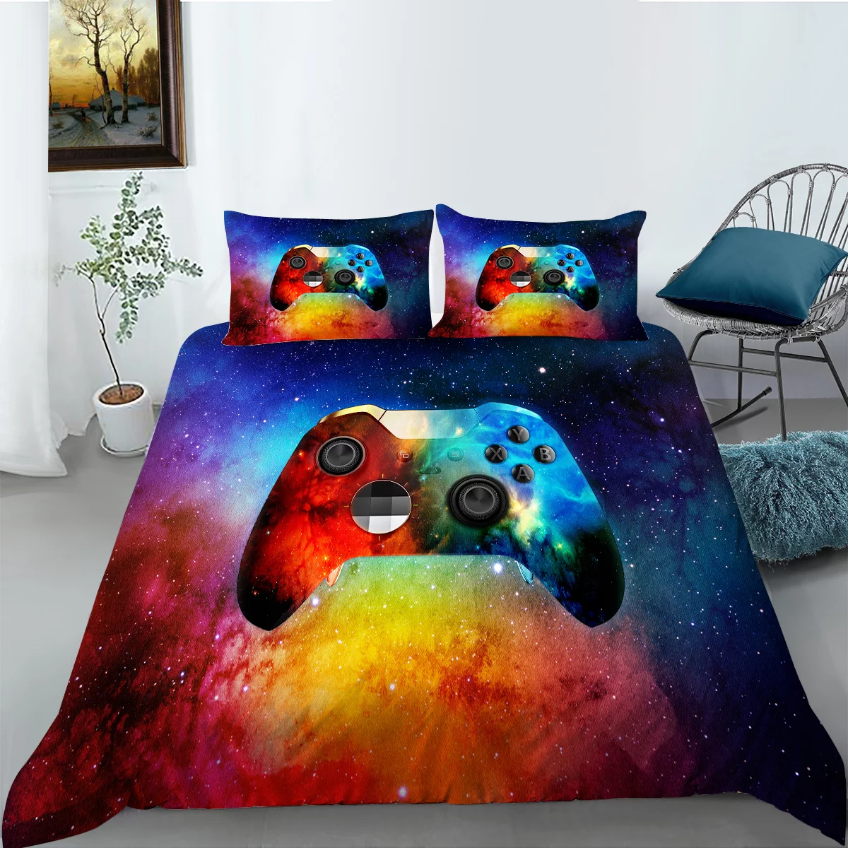 YJHDM Color Game Handle Bedding Set 3D Duvet Cover Pillowcase 2/3pcs ...
