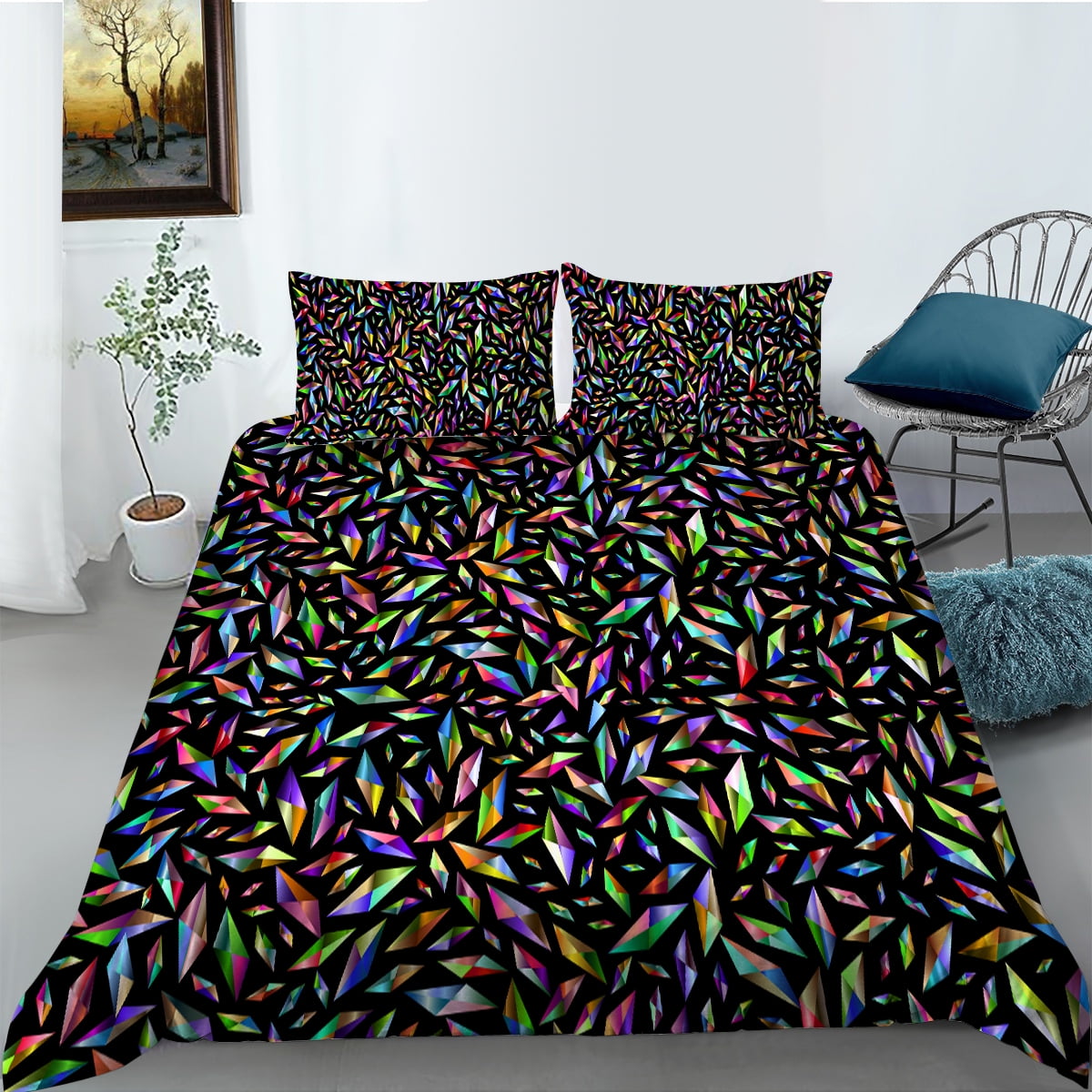 YJHDM Color Graphic Bedding Set 3D Black Anti Dirty Duvet Cover ...