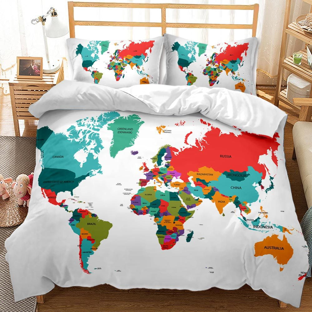 YJHDM Color Map Bedding Set 3D Boys and Teenagers Down Duvet Cover ...