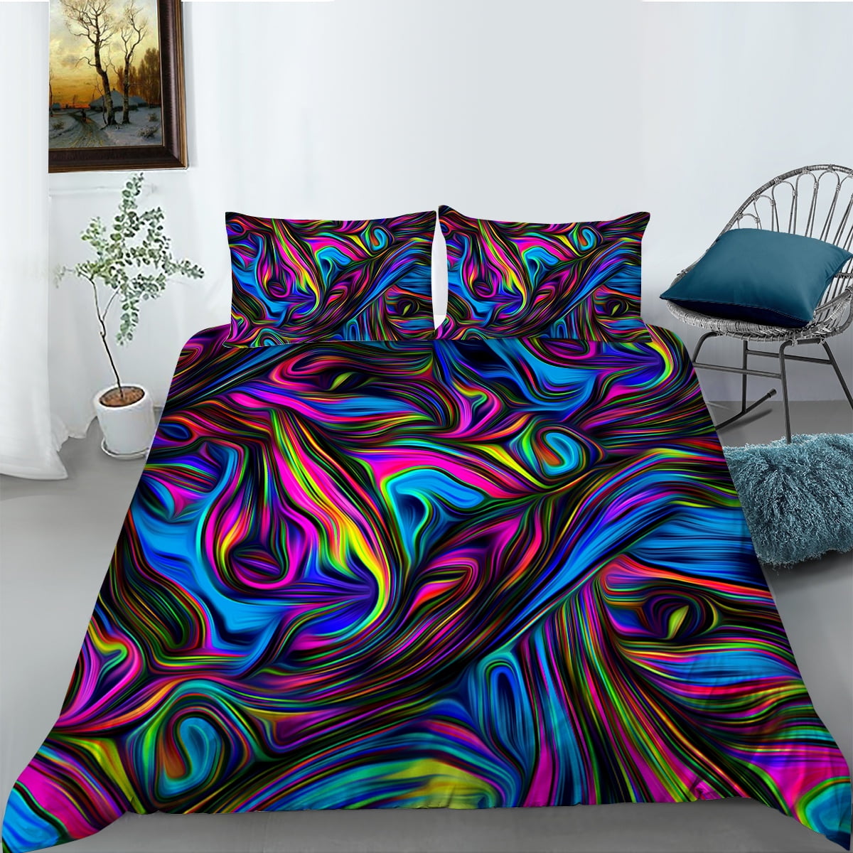 YJHDM Colorful Flowing Sand Pattern Bedding Set 3D Printed Soft Down ...