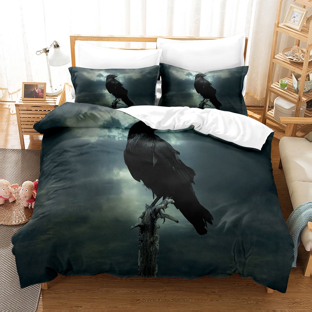 YJHDM Crow Bedding Set 3D Boys Men Teens Duvet Cover Pillow Cover 2 ...
