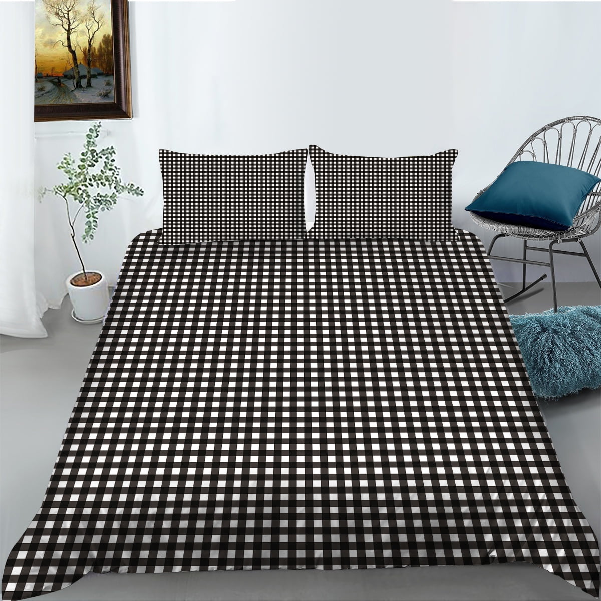 YJHDM Dense Grid Pattern Bedding Set 3D Printed Duvet Cover Pillow Case ...