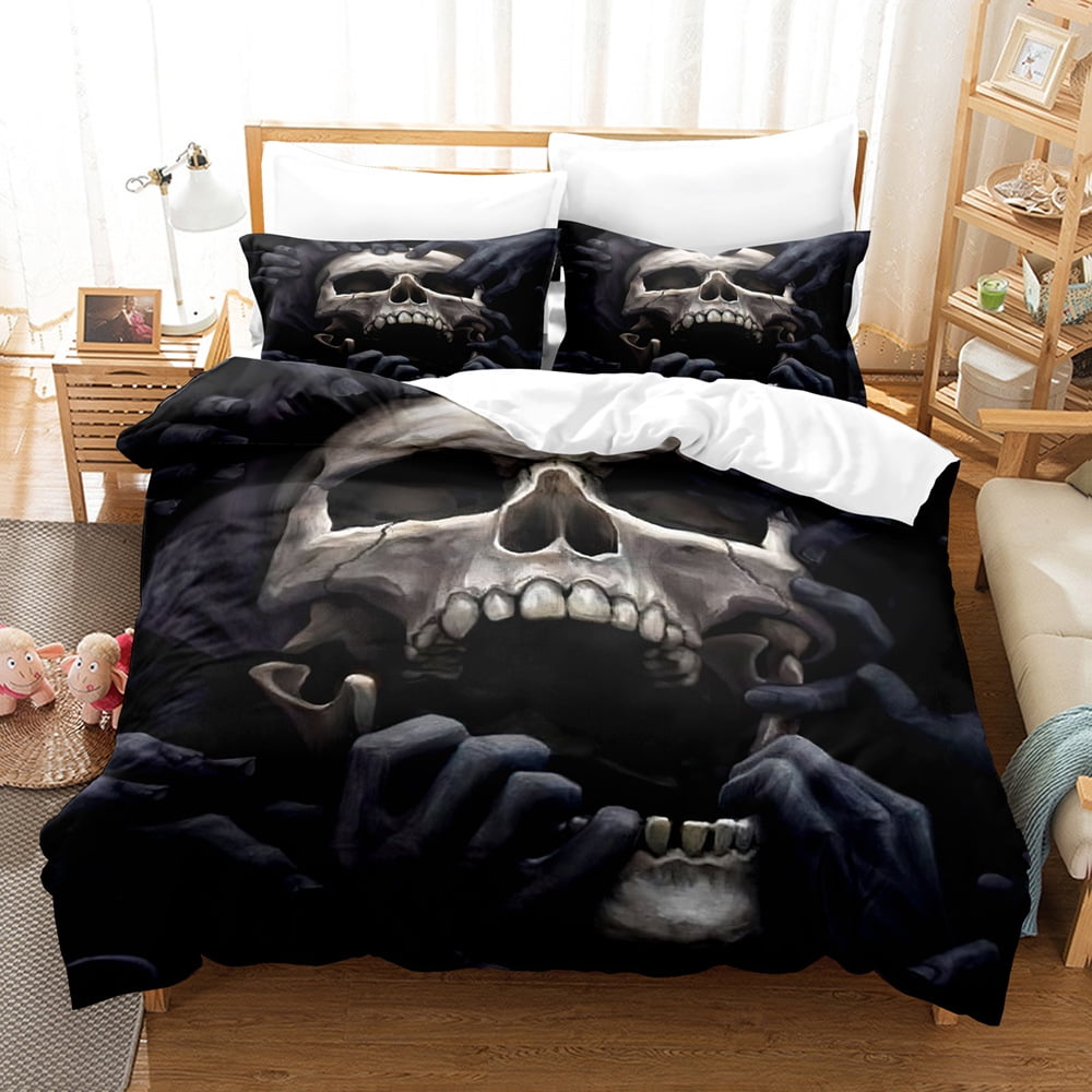 YJHDM Finger Skull Bedding Set 3D Painful Skull Down Duvet Cover ...