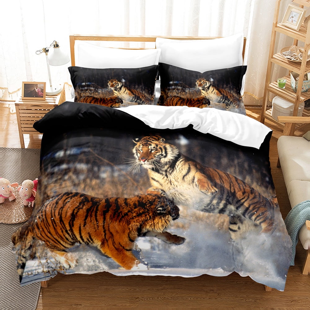 YJHDM Forest King Tiger Pattern Bedding Set 3D Beast Animal Down Duvet ...