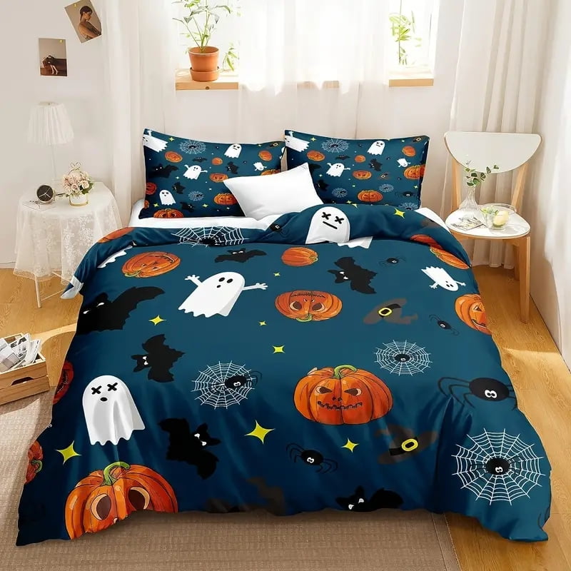 YJHDM Ghost Bedding Set 3D Halloween Duvet Cover Pillow Case 2/3 Pieces ...