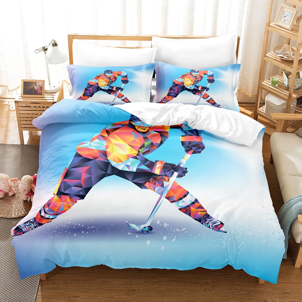 YJHDM Ice Hockey Bedding Set 3D Sports Duvet Cover Pillowcase 2/3pcs ...