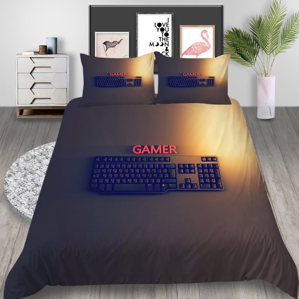 YJHDM Keyboard Bedding Set 3D Game Duvet Cover Pillow Case 2/3 Pieces ...