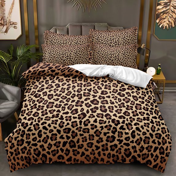 YJHDM Leopard Pattern Bedding Set 3D Wild Style Duvet Cover Pillowcase ...