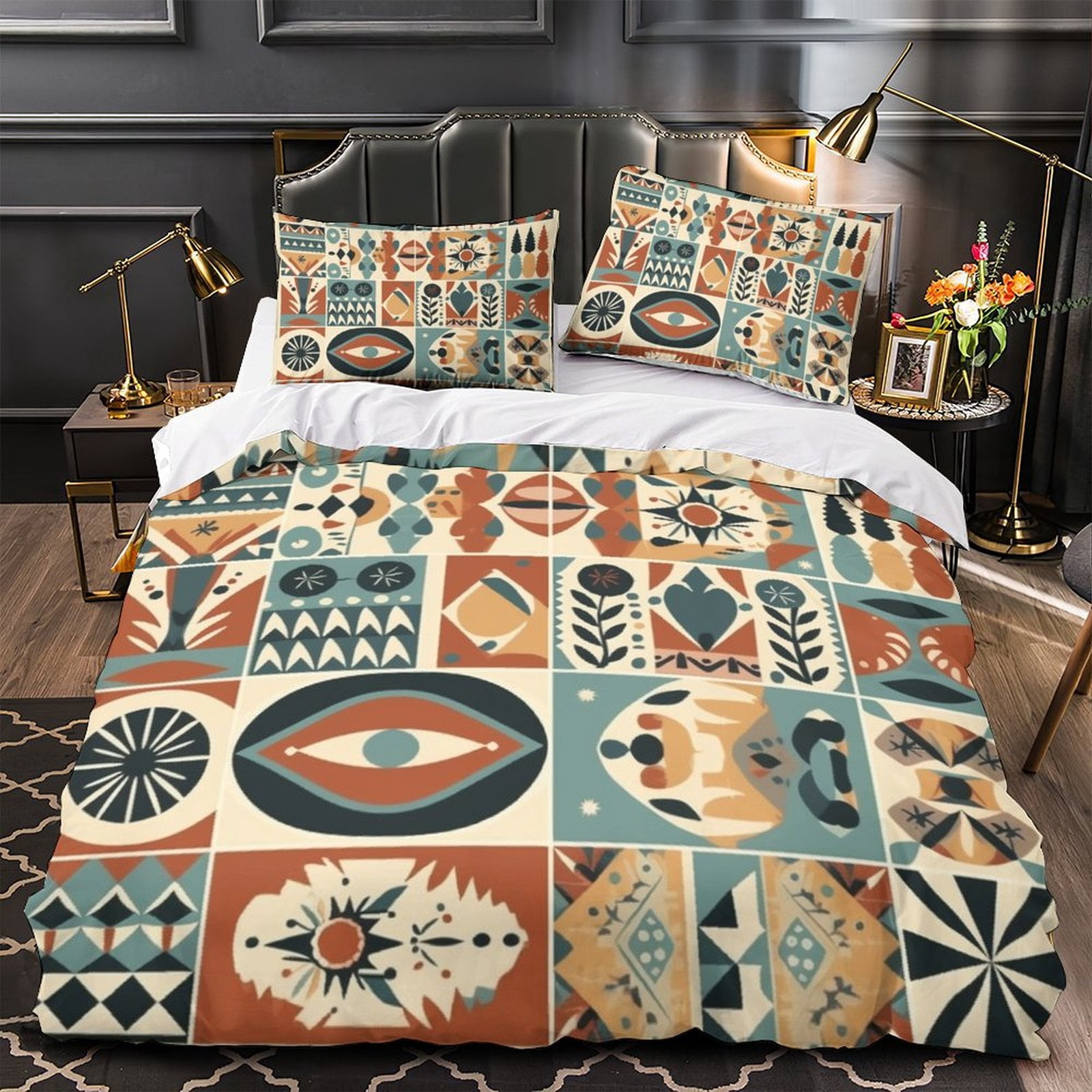 YJHDM Luxury 3D Printing Bedding Set Bohemian Geometric Down Duvet ...