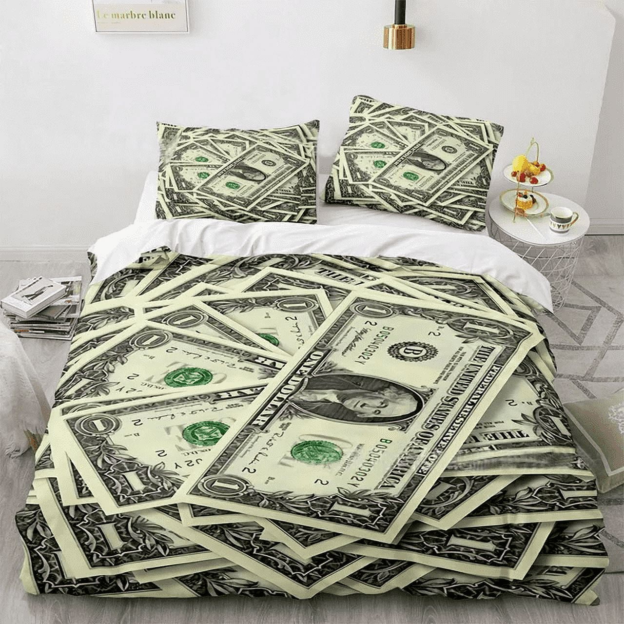 YJHDM Luxury Soft Bedding Set 3D Printed Money Duvet Cover Pillow Case ...