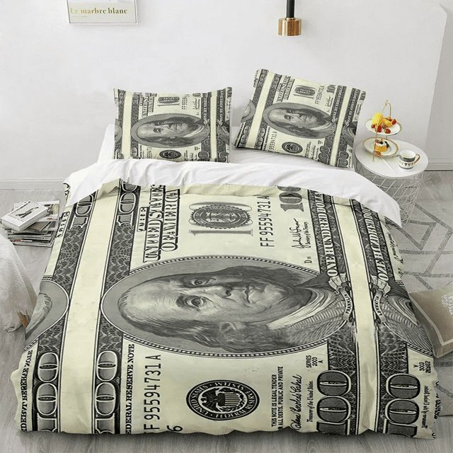 YJHDM Luxury Soft Bedding Set 3D Printed Money Duvet Cover Pillow Case ...