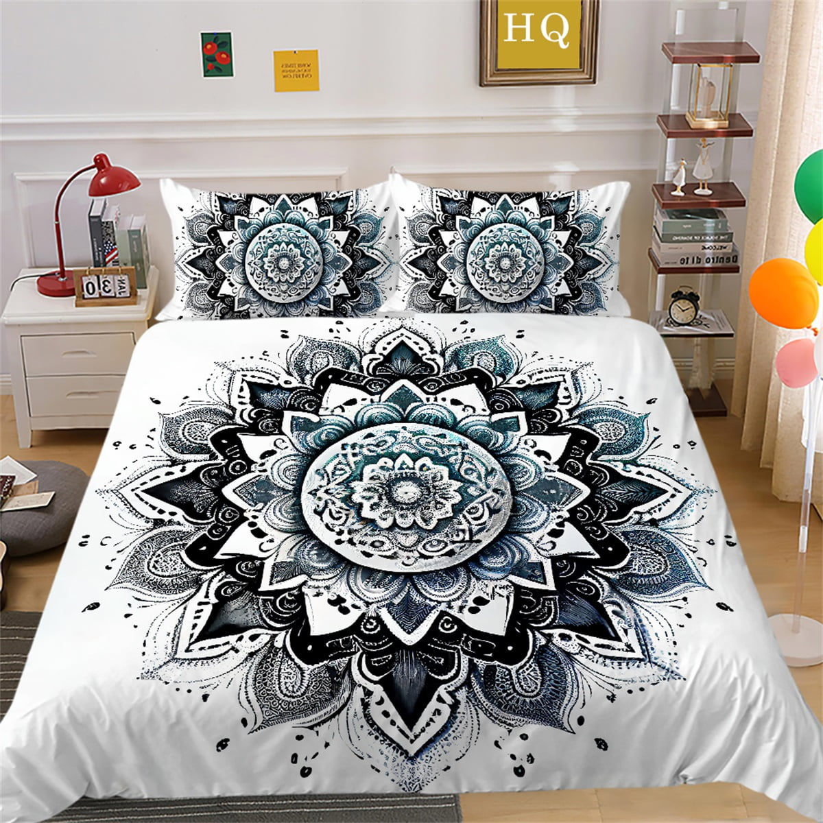 YJHDM Mandala Bedding Set 3D Bohemian Down Duvet Cover Pillow Case 2/3 ...