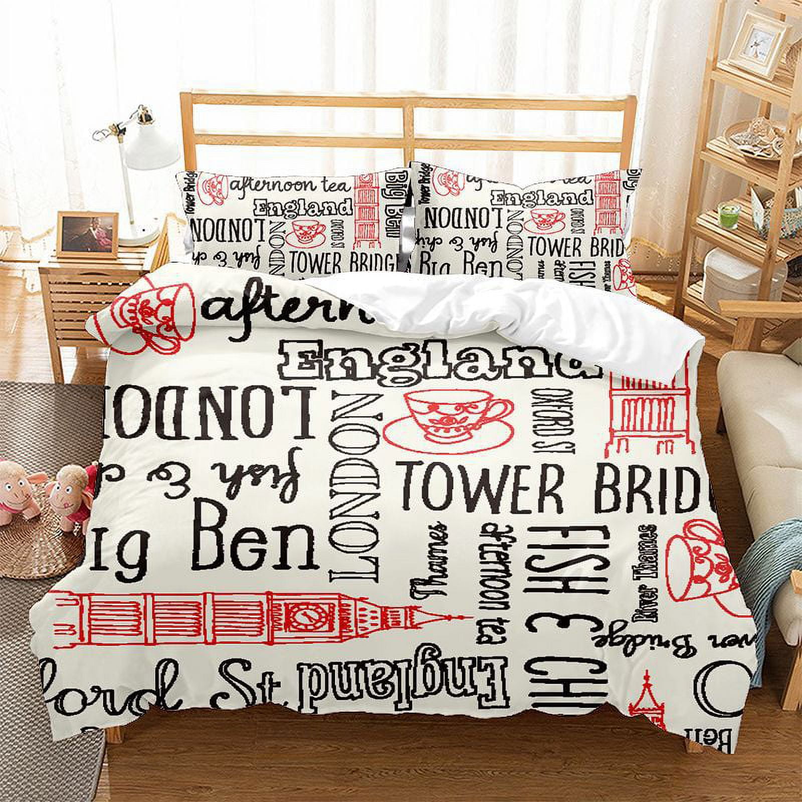 YJHDM Minimalist Style Bedding Set with 3D Letter Pattern Down Duvet ...