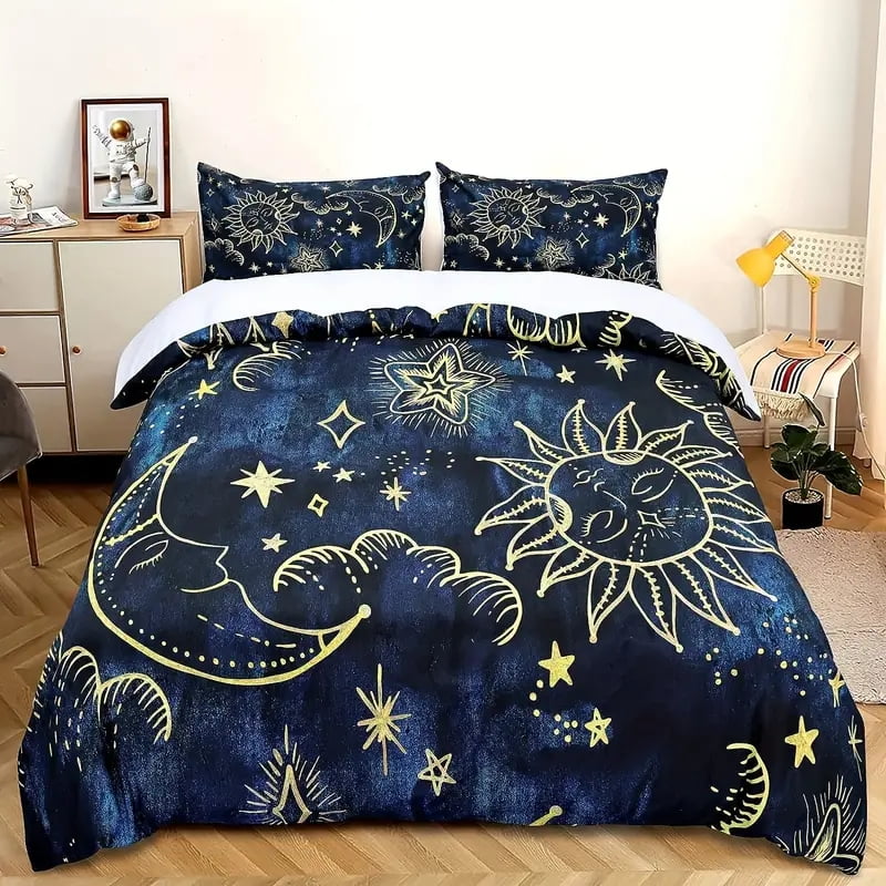 YJHDM Moon Sun Bedding Set 3D Goodnight Theme Duvet Cover Pillow Case 2 ...