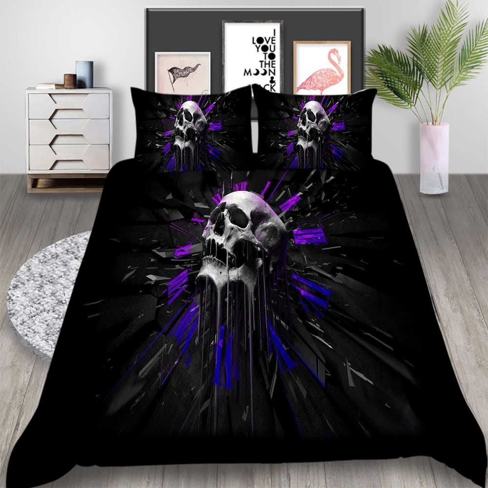 YJHDM Painful Skull Bedding Set 3D Halloween Duvet Cover Pillow Case 2/ ...