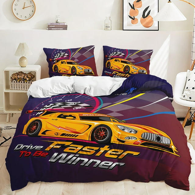 YJHDM Racing Bedding Set 3D Speed Winner Duvet Cover Pillow Case 2/3pcs ...