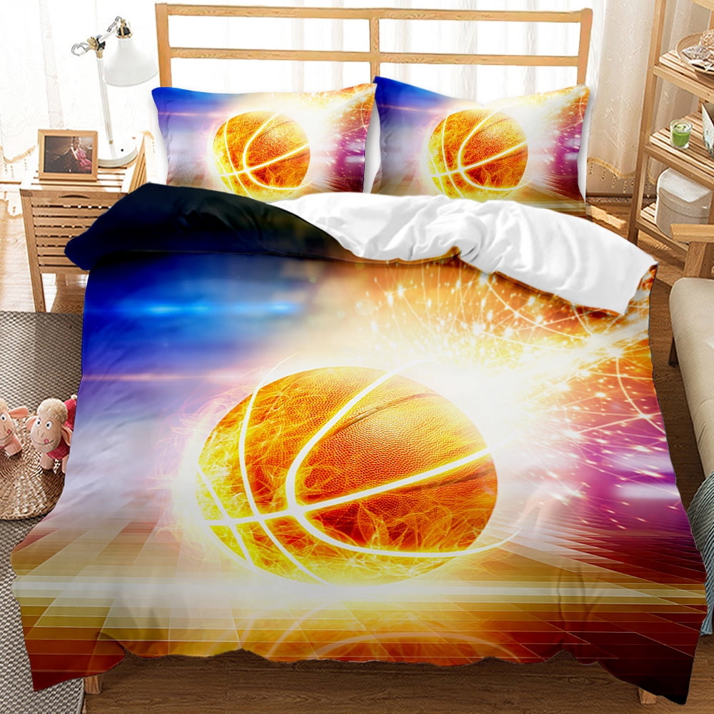 YJHDM Radiant Basketball Bedding Set 3D Sports Duvet Cover Pillow Case ...