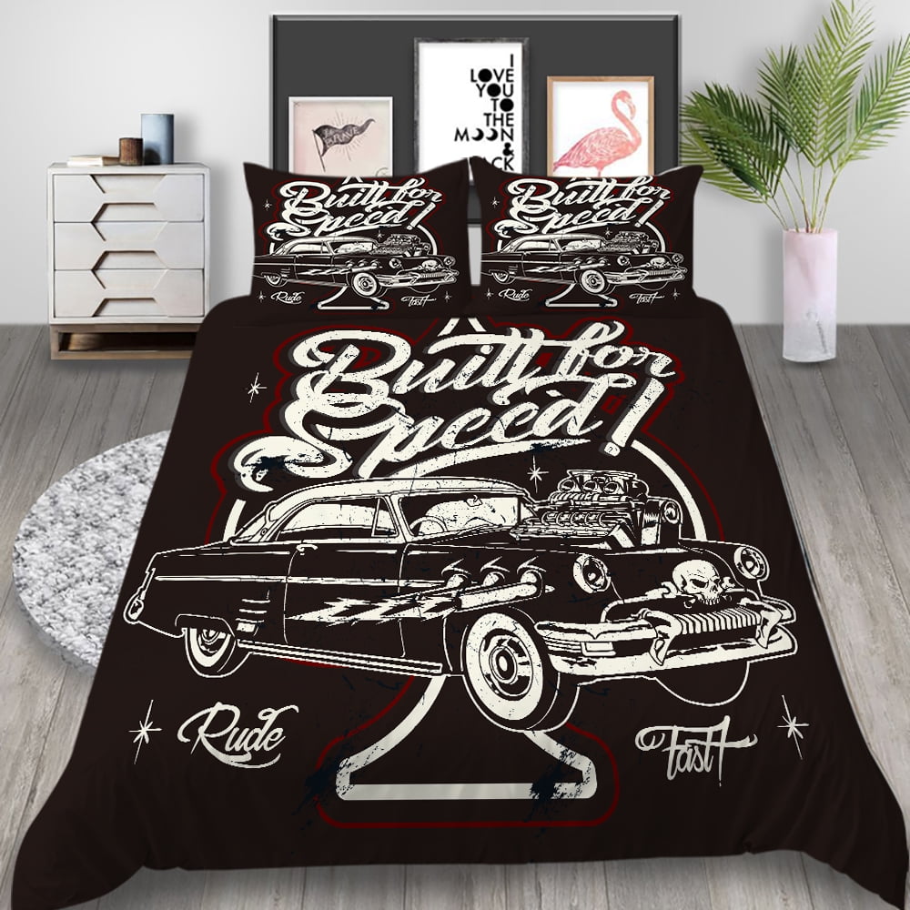 YJHDM Retro Vintage Car Bedding Set 3D Speed Down Duvet Cover Pillow ...