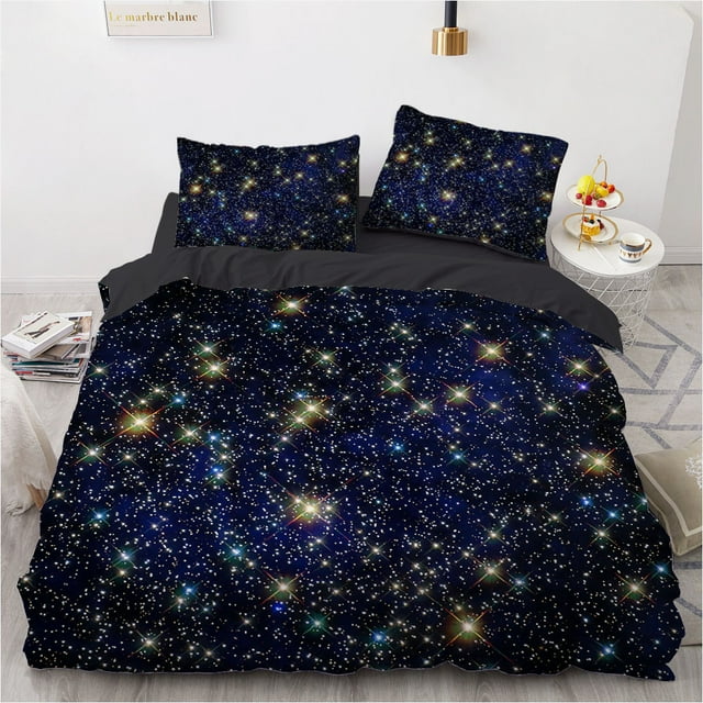 YJHDM Romantic Starry Sky 3D Printed Bedding Set Black Anti Dirty Duvet ...