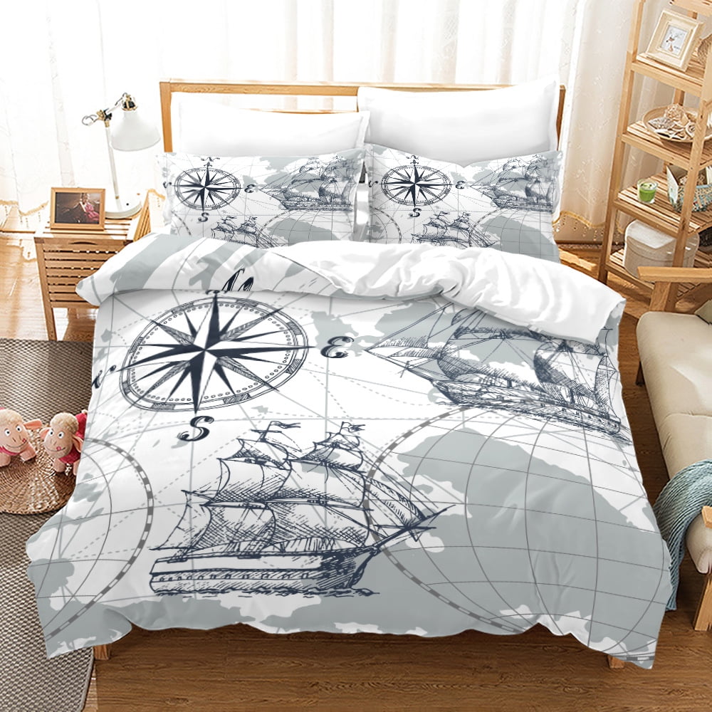 YJHDM Sailing Bedding Set 3D Sailing Theme Duvet Cover Pillow Case 2 ...