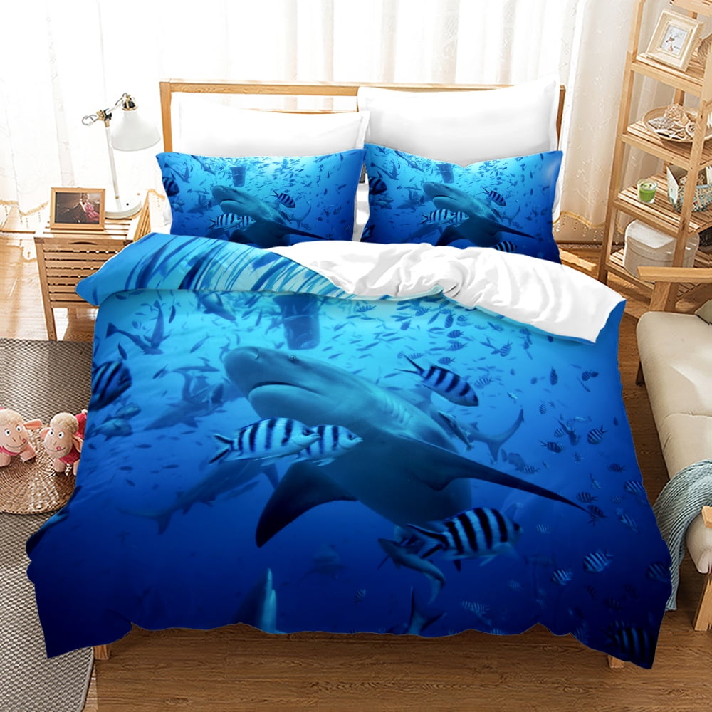 YJHDM Shark Bedding Set 3D Ocean Animal Down Duvet Cover Pillow Case 2/ ...