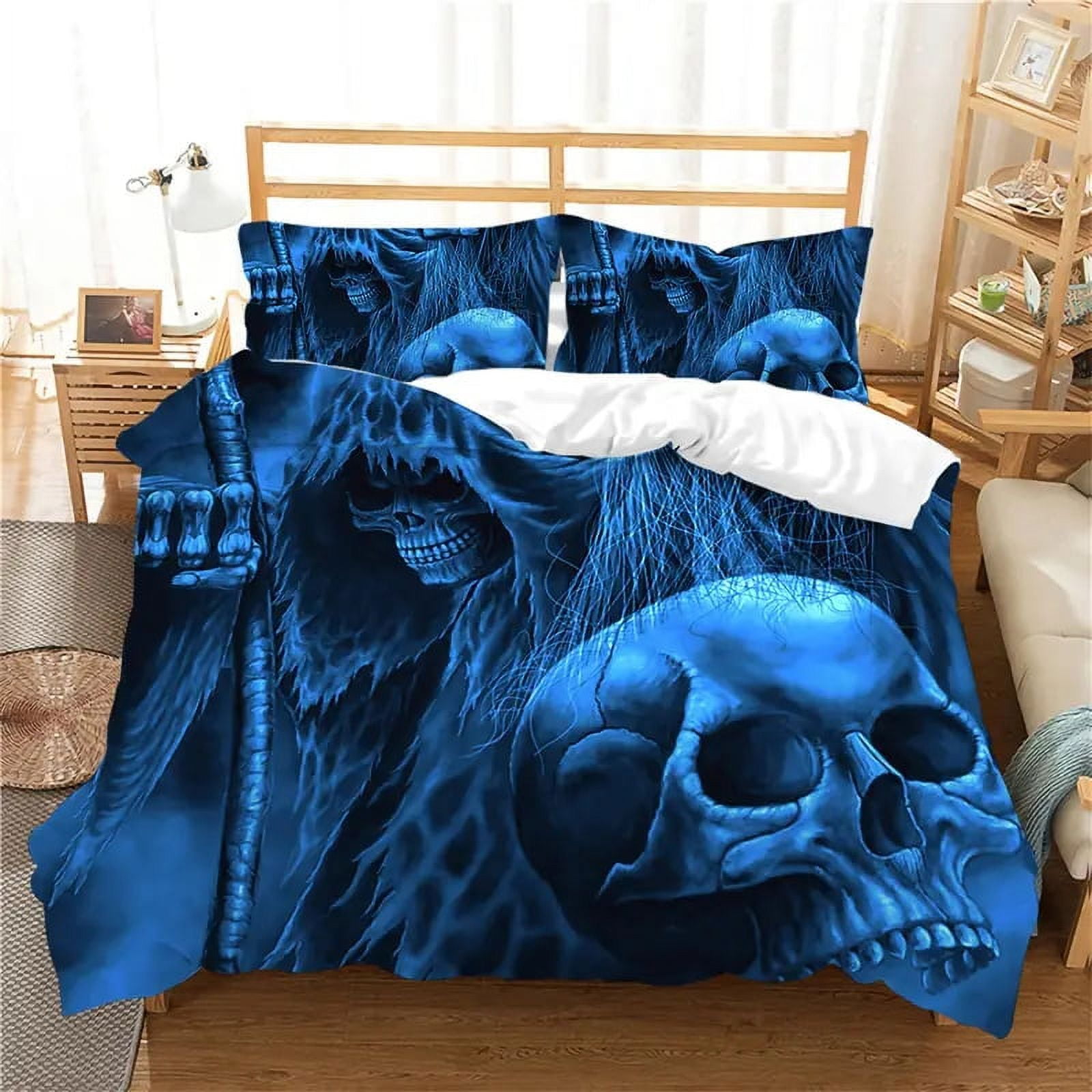 YJHDM Skull Head Bedding Set 3D Halloween Down Duvet Cover Pillow Case ...