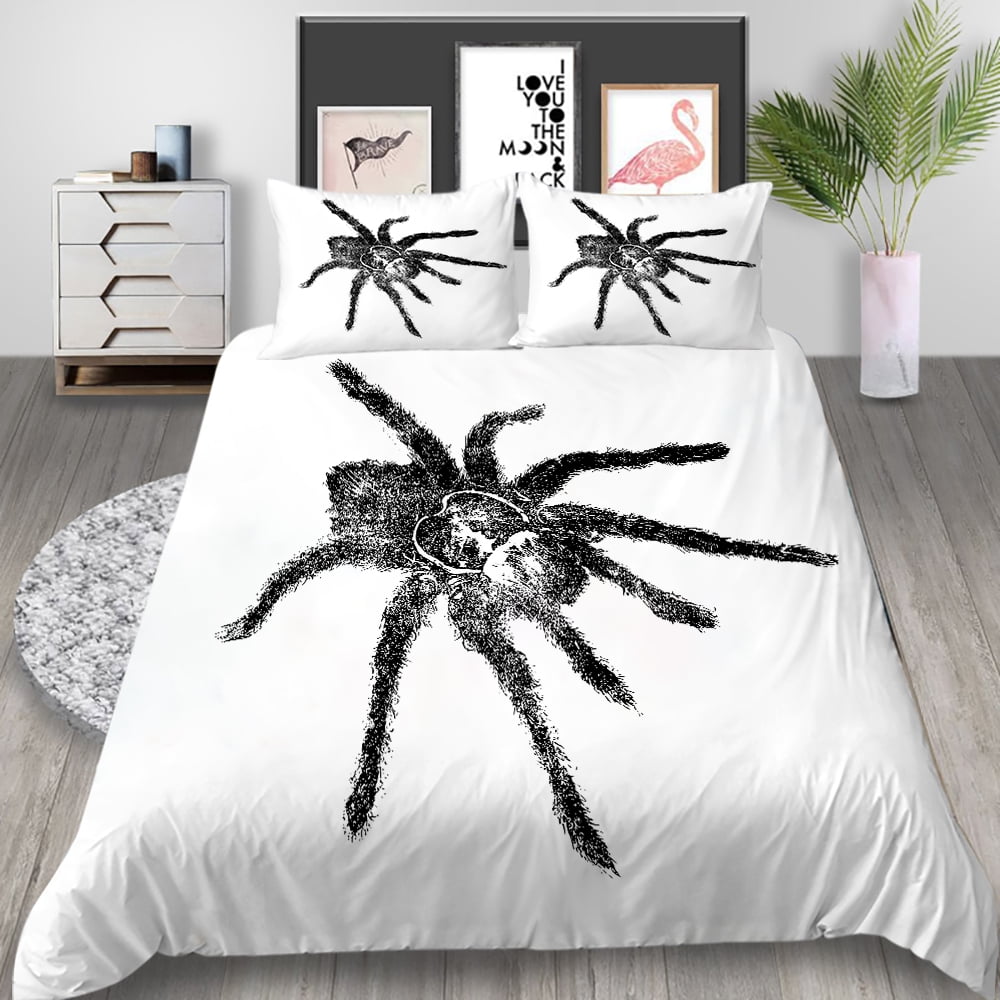 YJHDM Spider Bedding Set 3D Printed White Animal Down Duvet Cover ...