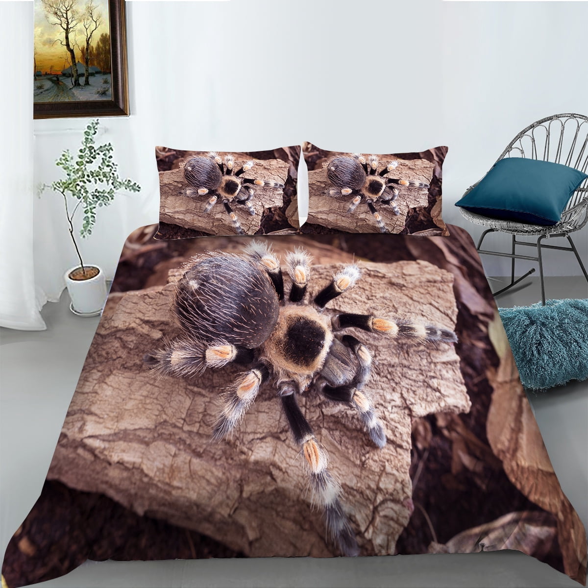 YJHDM Spider Bedding Set 3D Scary Insect Down Duvet Cover Pillowcase 2 ...