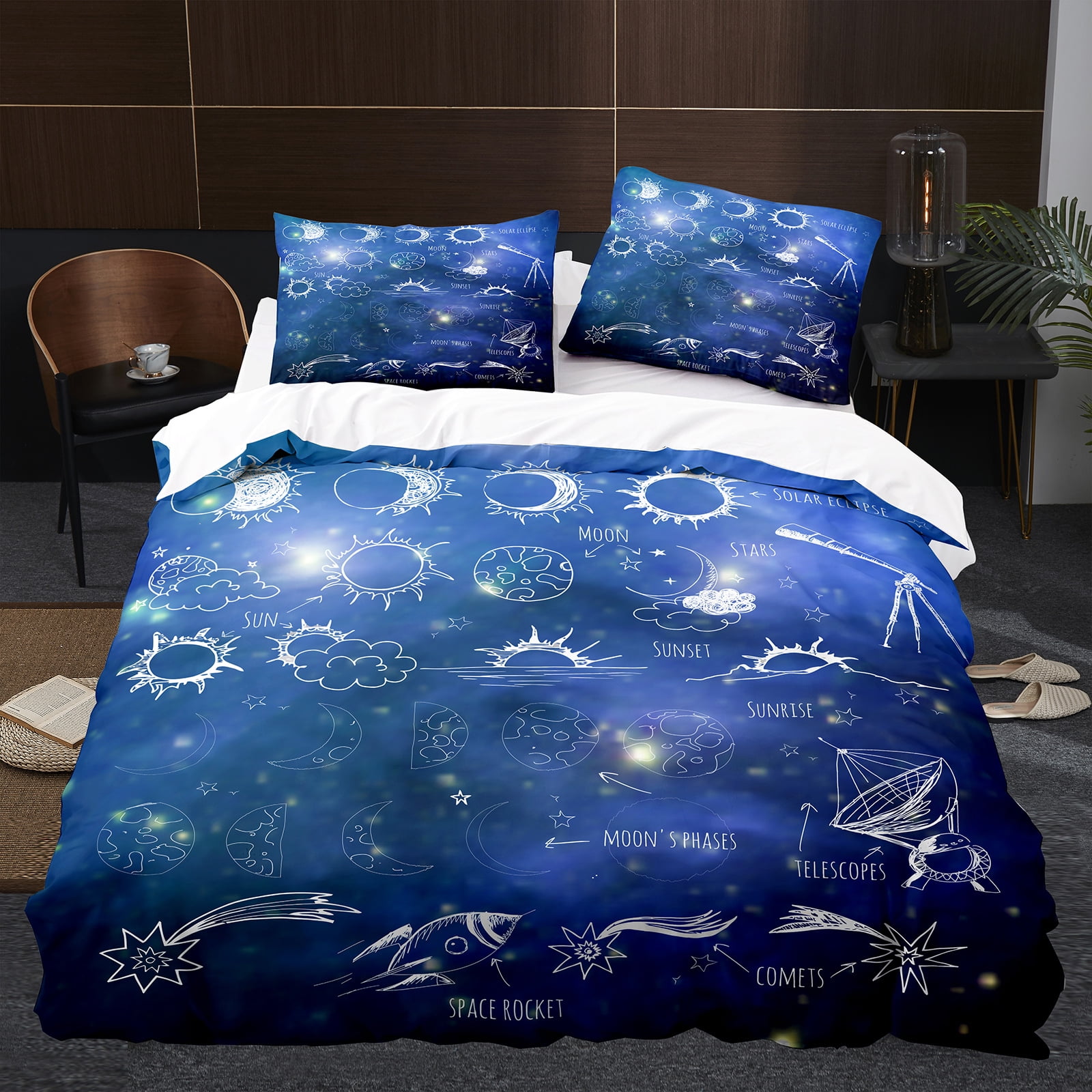 YJHDM Star Moon Bedding Set 3D Goodnight Theme Duvet Cover Pillow Case ...