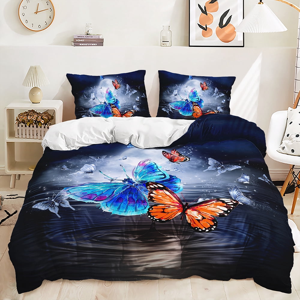 YJHDM Ultra-fine Fiber Bedding Set 3D Water Butterfly Duvet Cover ...