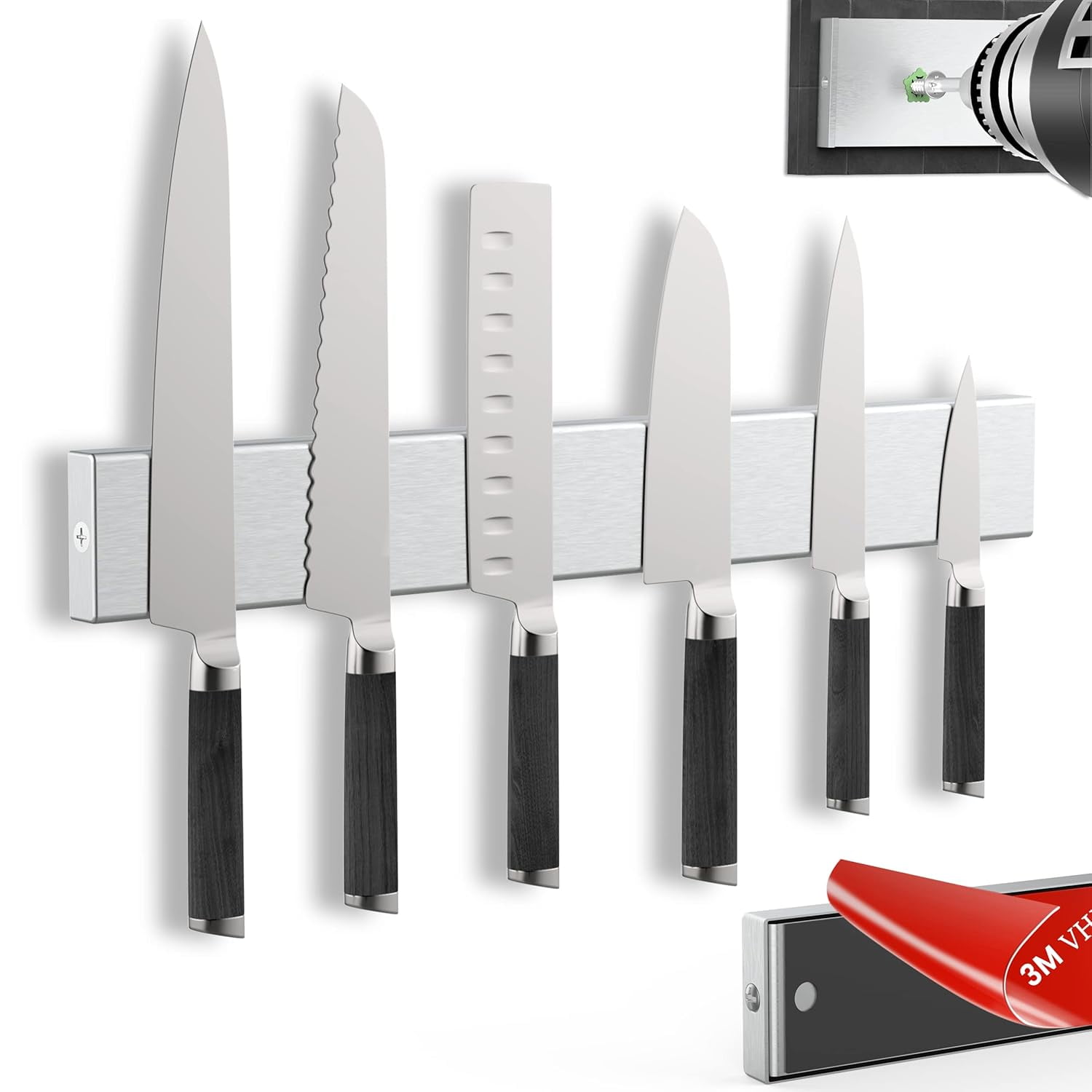 YJHome 12 Inch Magnetic Knife Holder Strip for Wall Strong Stainless ...